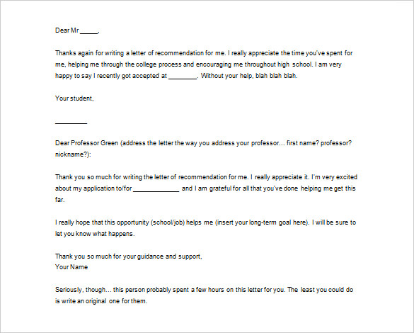Thank You Letter For Recommendation – 9+ Free Word, Excel, PDF Format ...