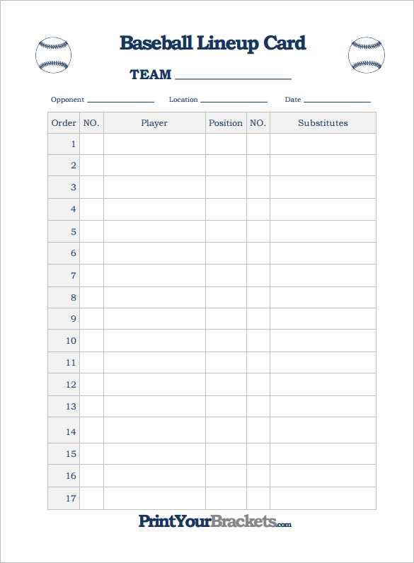 10+ Baseball Line Up Card Templates - DOC, PDF