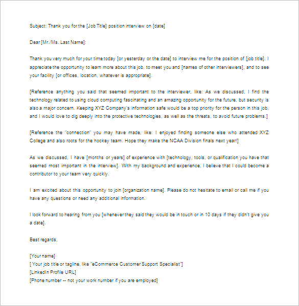 Thank You Letter For Interview – 8+ Free Sample, Example Format Download!
