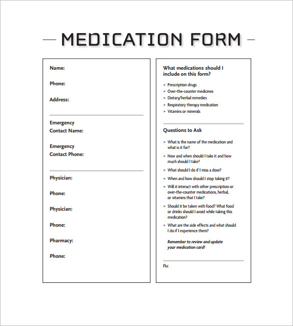 Medication Drug Card Template