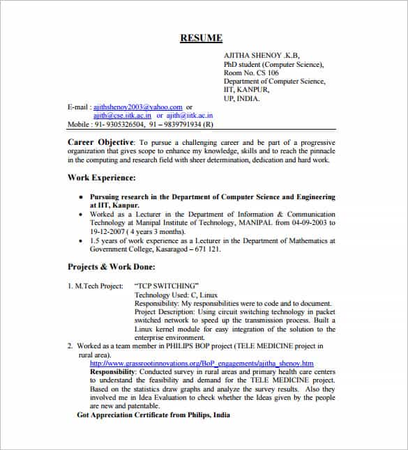 14 Resume Templates For Freshers PDF DOC