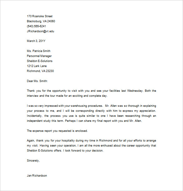 Thank You Letter After Interview 12 Free Sample Example Format 