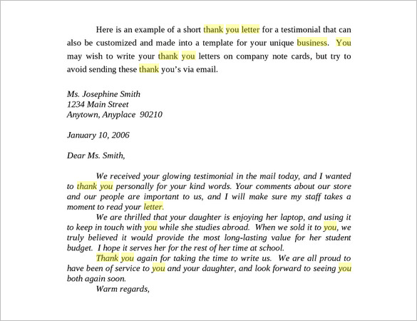 Business Thank You Letter – 18+ Free Sample, Example Format Download!
