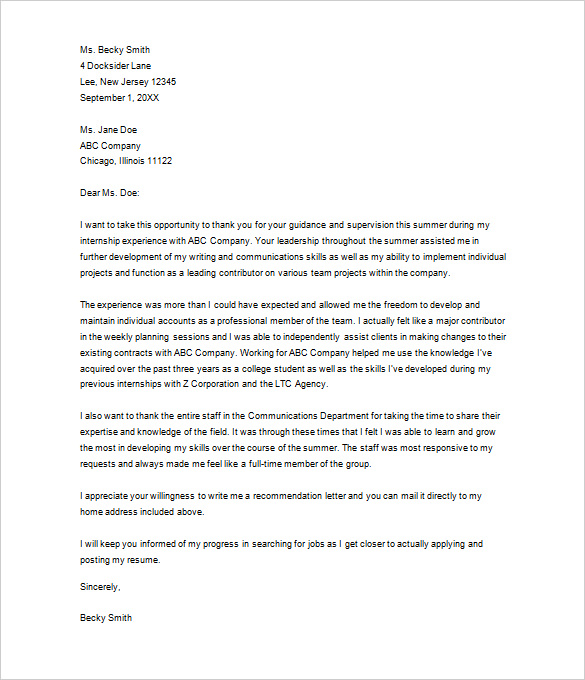 14 Internship Thank You Letter Templates PDF DOC