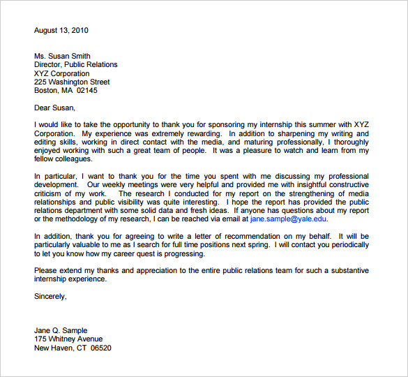 14+ Internship Thank You Letter Templates - PDF, DOC