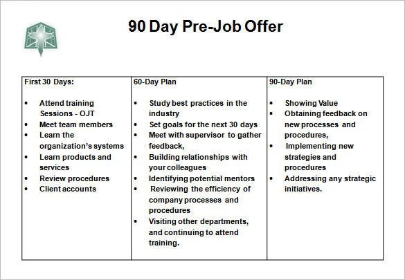 12 30 60 90 Day Action Plan Templates Word PDF Apple Pages