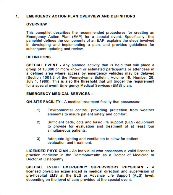 Event Emergency Action Plan Template TUTORE ORG Master Of Documents