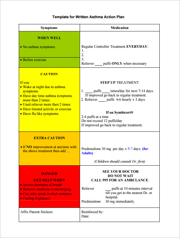 Asthma Action Plan Template 13 Free Sample Example Format Download 