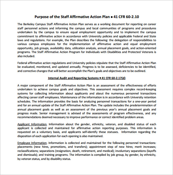 6+ Affirmative Action Plan Templates - DOC, PDF
