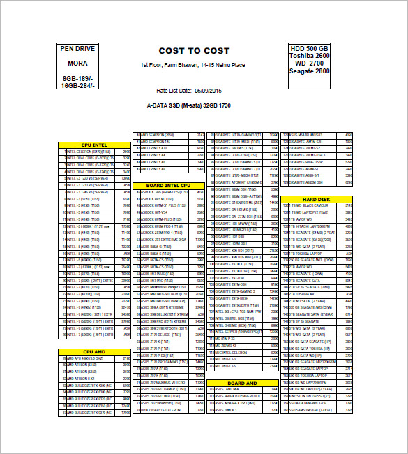9 Price List Template Free Word Excel PDF Format Download Free 