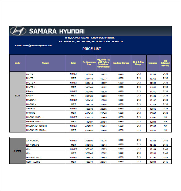 9 Price List Template Free Word Excel PDF Format Download