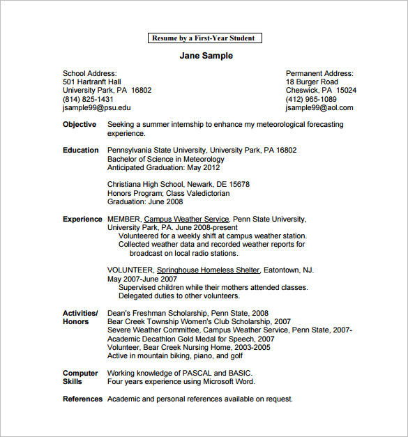15+ College Resume Templates - PDF, DOC