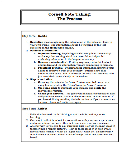 Cornell Notes Template - 29+ Word, PDF Format Download
