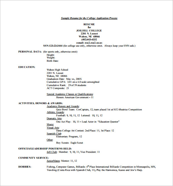 Cv Templates University Application CV Templates