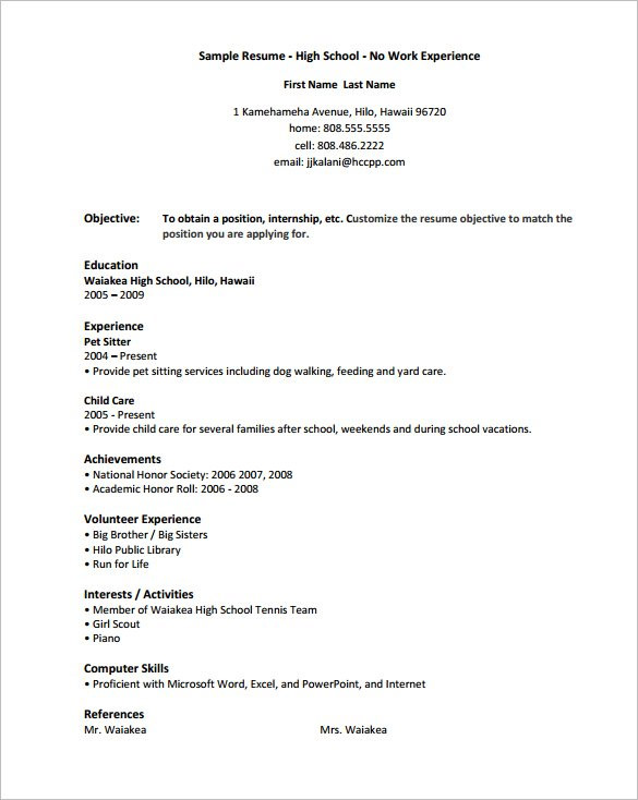 High School Resume Template - 9+ Free Word, Excel, PDF Format Download!