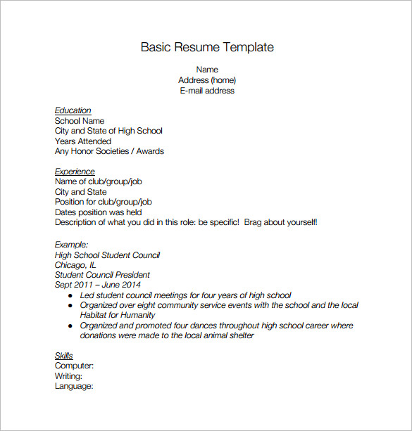 High School Resume Template - 9+ Free Word, Excel, PDF Format Download!