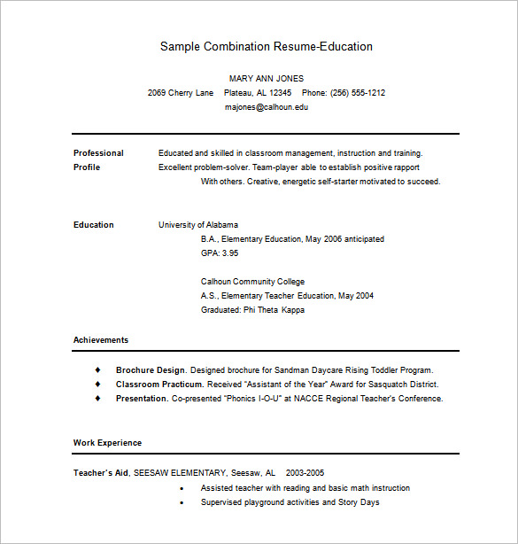 31 Fresh Combination Resume Samples
