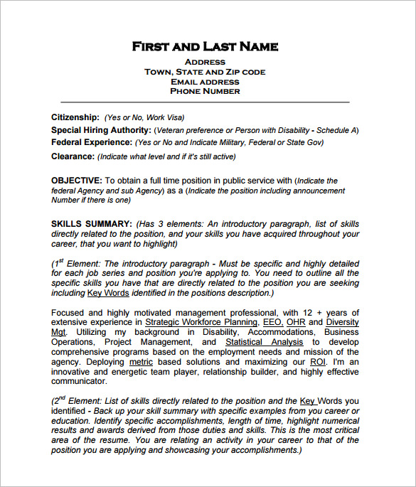 Federal Resume Template -13+ Free Word, Excel, PDF Format Download!