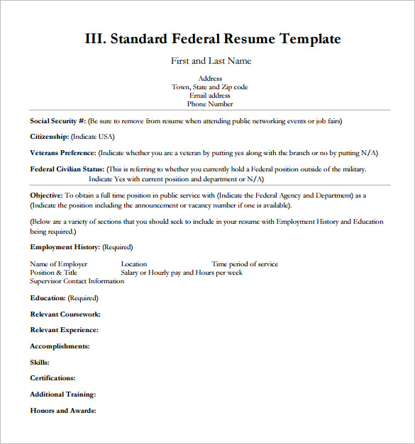 Federal Resume Template -13+ Free Word, Excel, PDF Format Download!