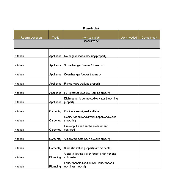 Punch List Template 7 Free Word Excel PDF Format Download