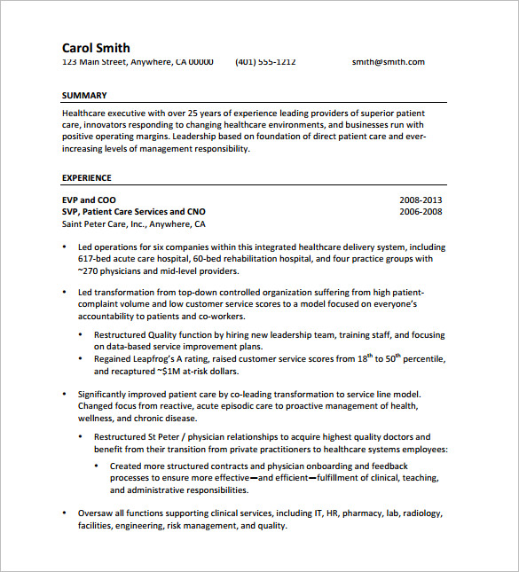 Executive Resume Template -16+ Word, Excel, PDF Format Download!