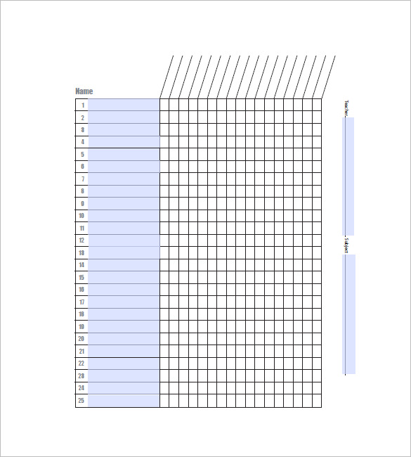 Editable Class List Template Card Template