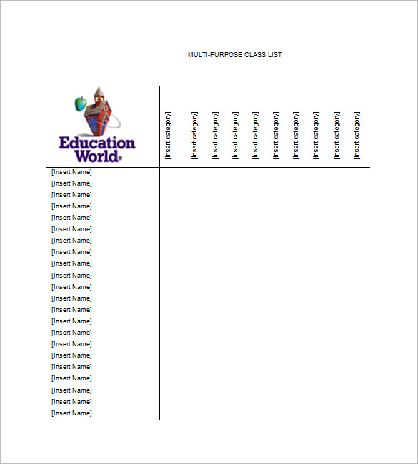 Class List Template - 17+ Word, Excel, PDF Format Download