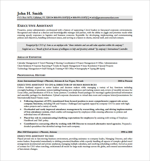 Executive Resume Template -16+ Word, Excel, PDF Format Download!