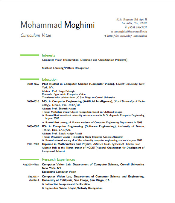 Latex Resume Template 7 Free Word Excel PDF Free Download 