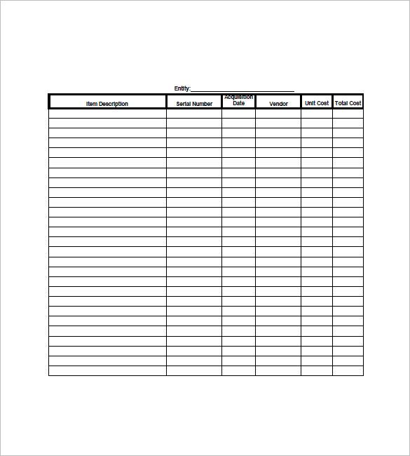 Asset List Template 8 Free Word Excel PDF Format Download