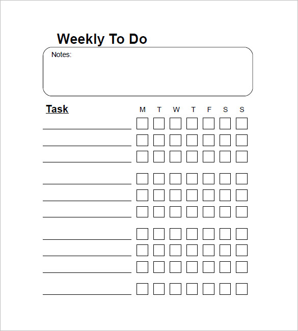 Weekly To Do List Template 6 Free Word Excel PDF Format Download 