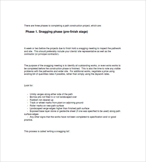 Snag List Template - 7+ Word, Excel, PDF Format Download