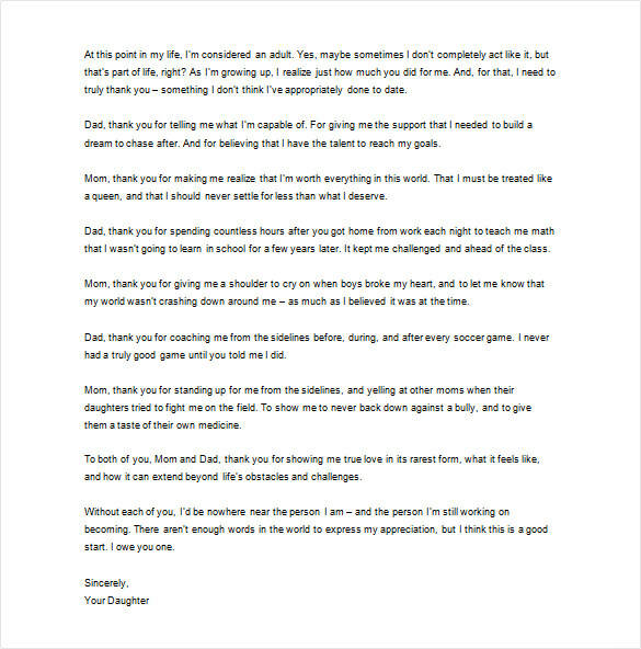 9+ Thank You Letter To Parents - PDF, DOC