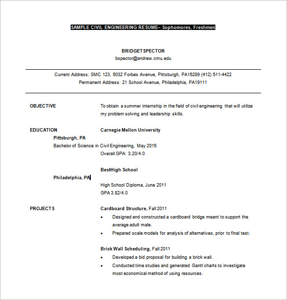 Free 9+ Civil Engineer Resume Templates, PDF, DOC