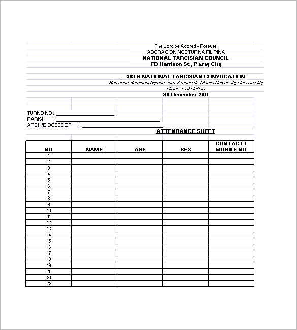 9+ Attendance List Templates - PDF, DOC, Xls | Free & Premium Templates