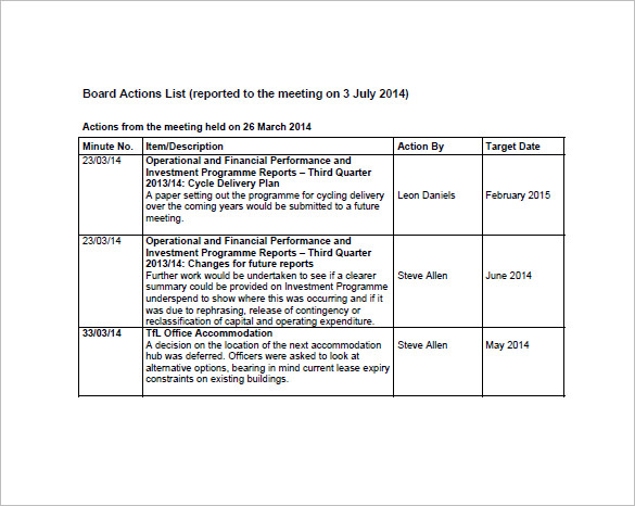 Action List Template 7 Free Word Excel PDF Formats Download