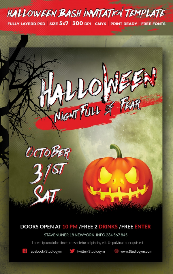 35 Halloween Invitation Free PSD Vector EPS AI Format Download