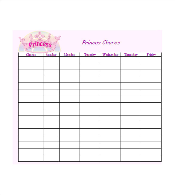 Chore List Template 10 Free Sample Example Format Download 