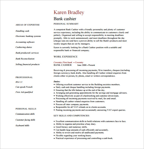 Cash Register Resume