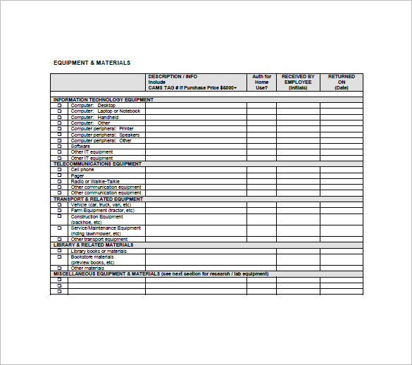 Fixed Asset List Template