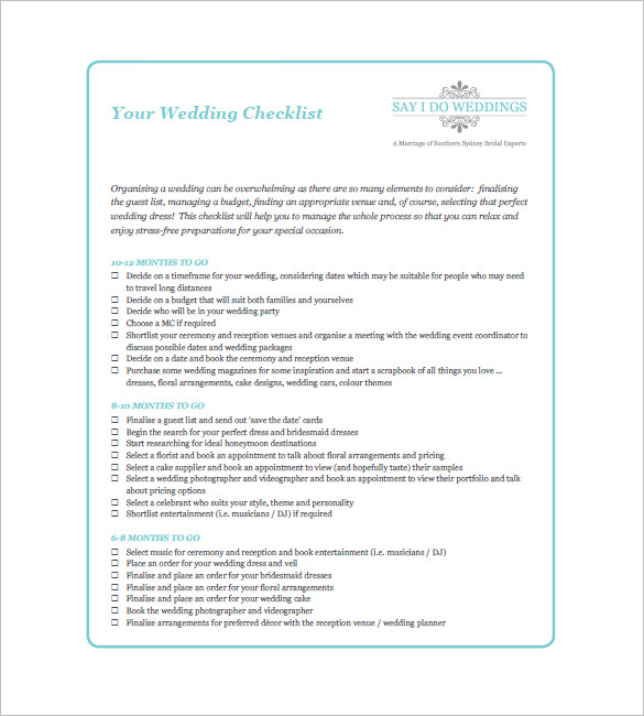Wedding To Do List 8 Free Sample Example Format Download 