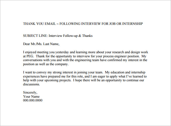 14 Thank You Email After Interview DOC Excel PDF
