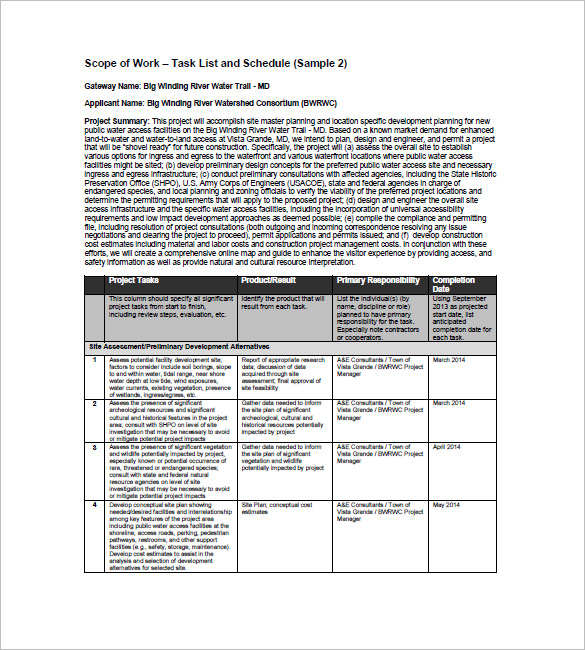 Project Task List Template 10 Free Sample Example Format Download 