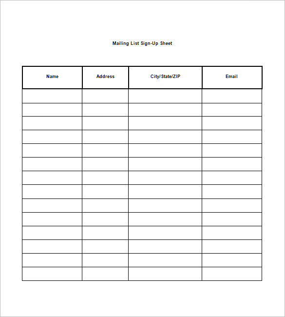 16 Email List Template Word Doctemplates Riset