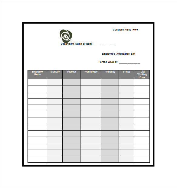 Attendance List Template 10 Free Sample Example Format Download 