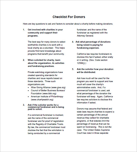 Donation List Template – 8+ Free Sample, Example, Format Download ...
