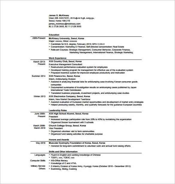 10+ Sample Consultant Resume Templates