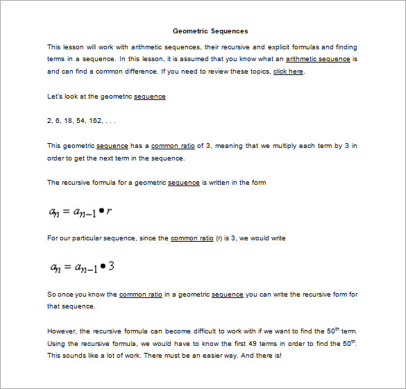 8 Geometric Sequence Examples DOC Excel PDF