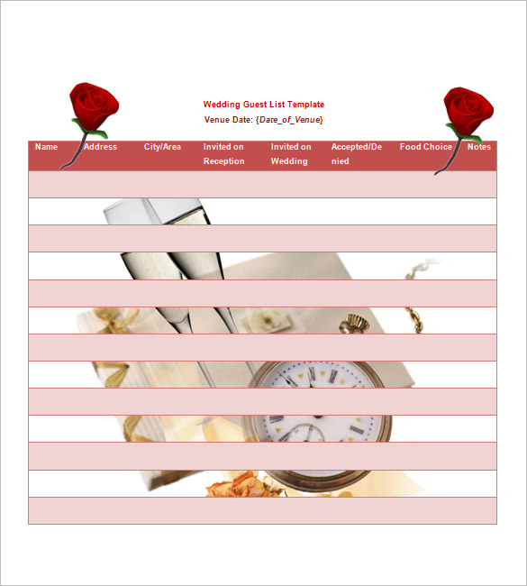 Wedding Guest List Template 10 Free Sample Example Format Download Free Premium Templates