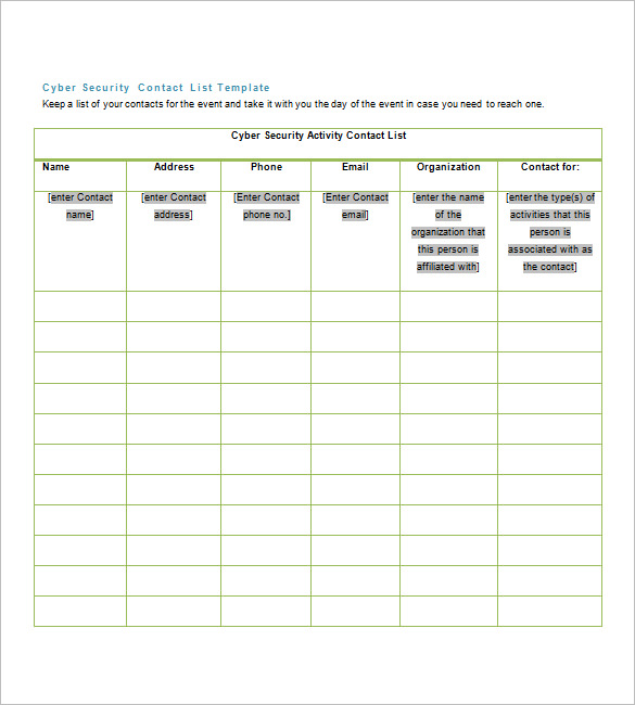 Contact List Template - 23+ Free Sample, Example, Format